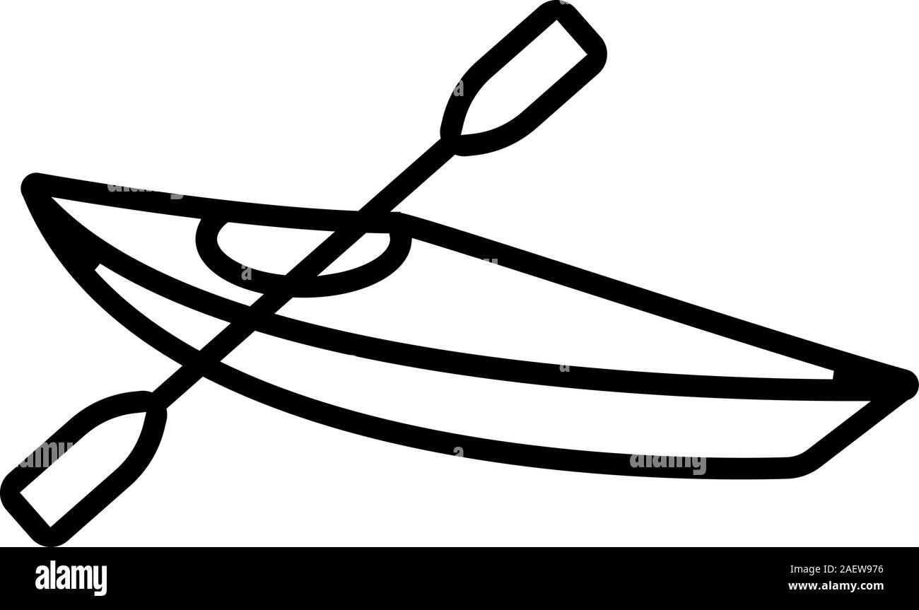 canoe on the river icon vector. Isolated contour symbol illustration ...