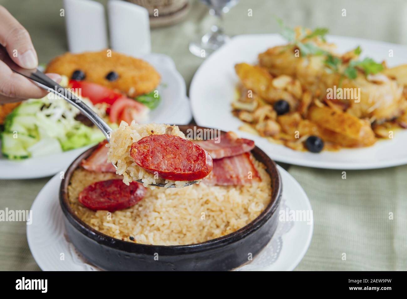 cook rice in hot pot Stock Photo - Alamy