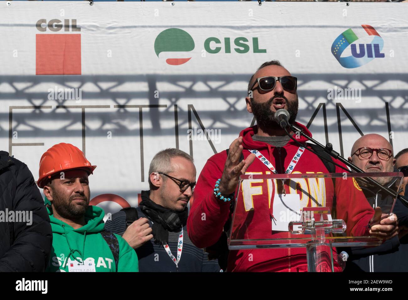 Rome, Italy. 10th Dec, 2019. Manifestation of the CGIL-CISL-UIL trade ...