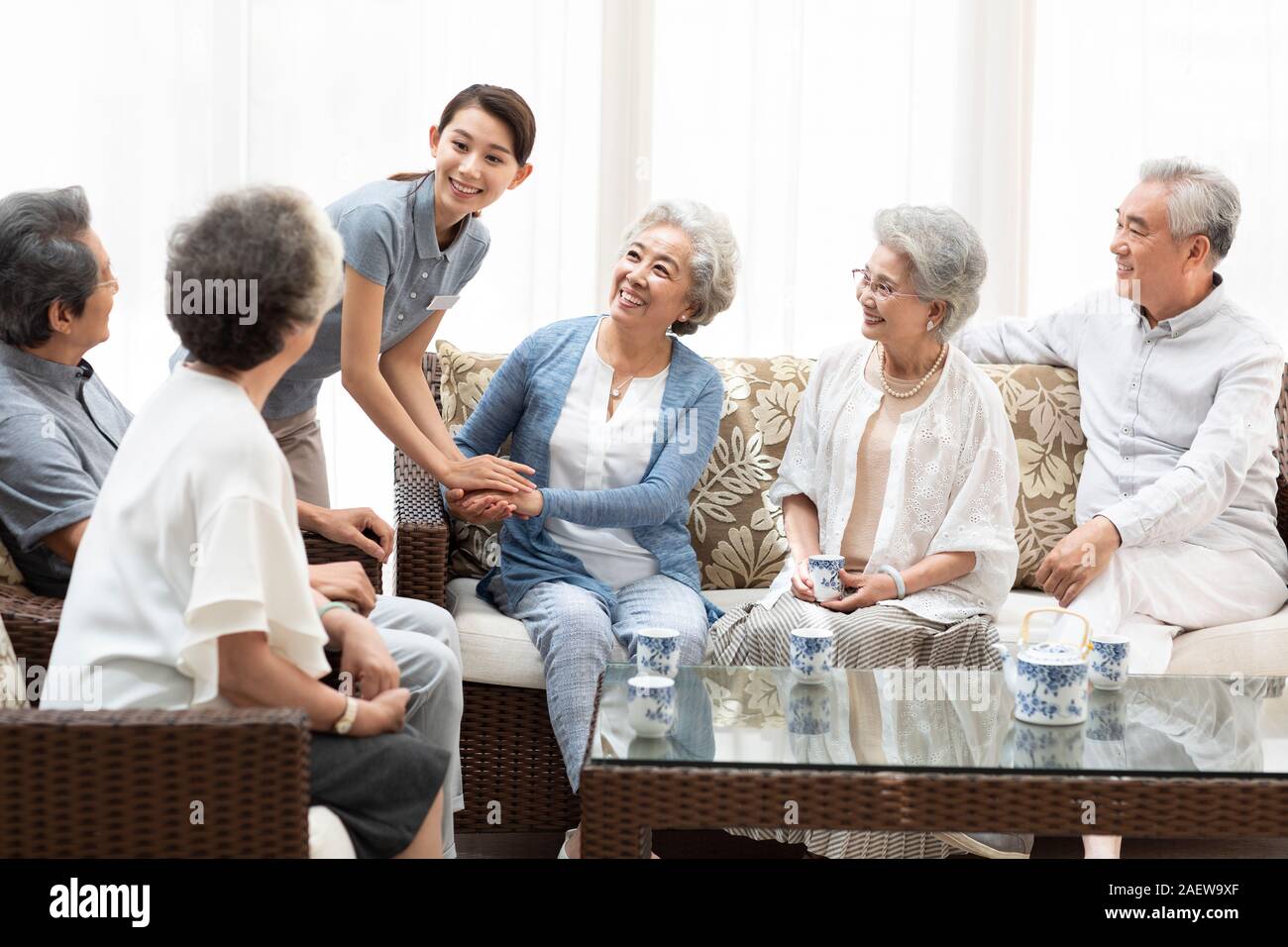 Senior friends in nursing home Stock Photo - Alamy