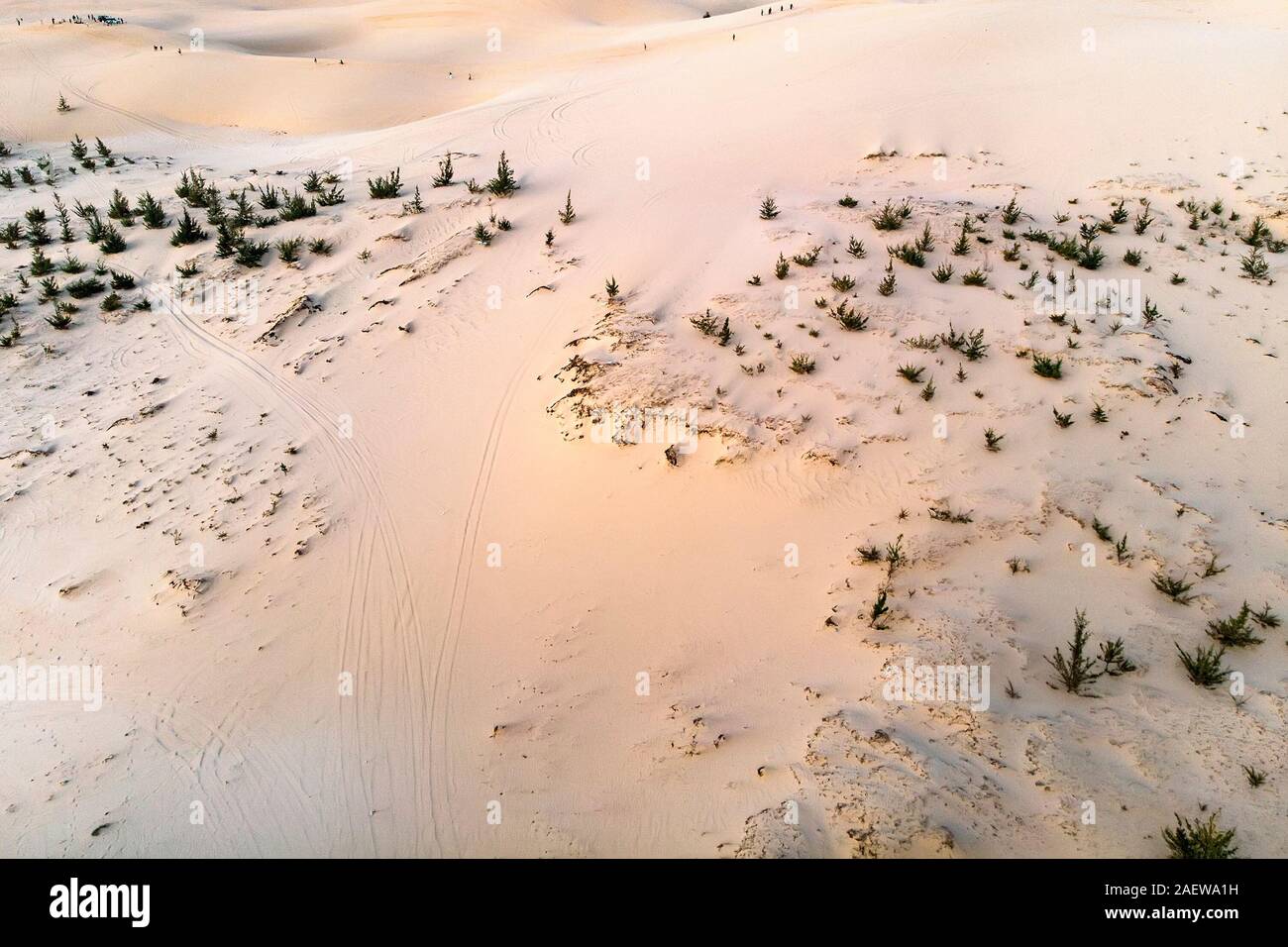 White sand dunes at Mui Ne, Vietnam. top view, aerial view Stock Photo ...