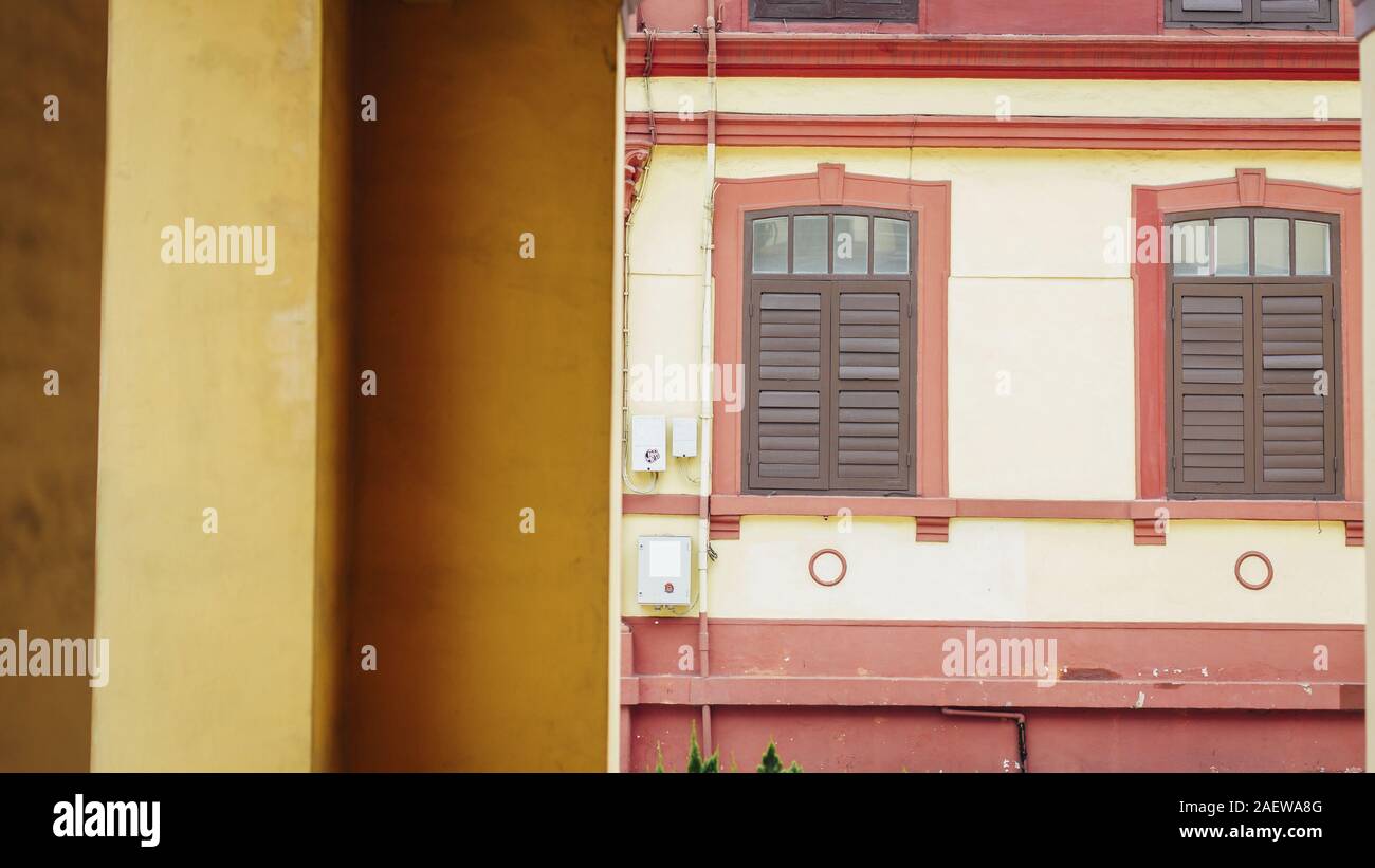 old wall with windows Stock Photo - Alamy