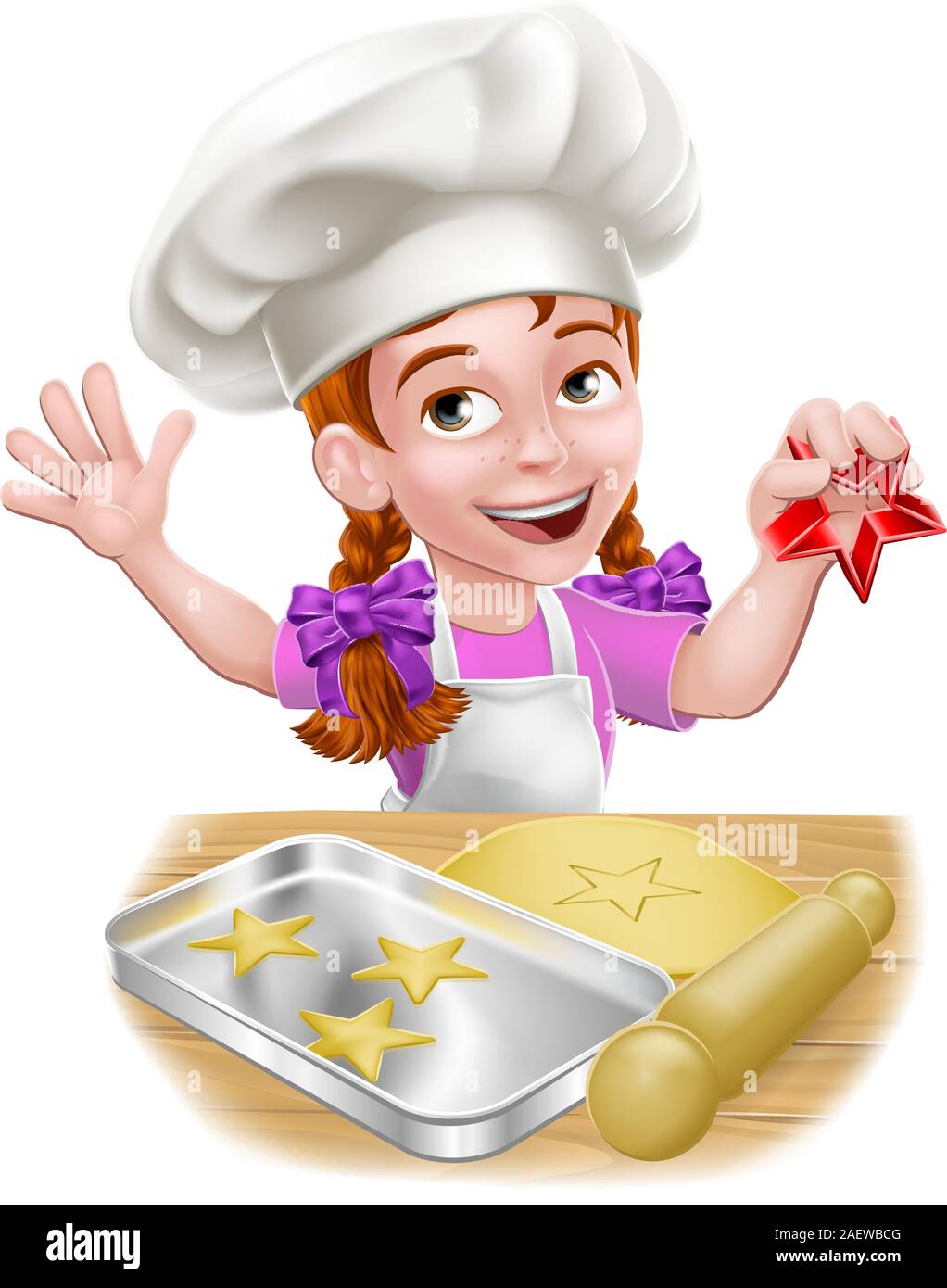 Girl Child Chef Kid Cartoon Character Baking Stock Vector Image & Art ...