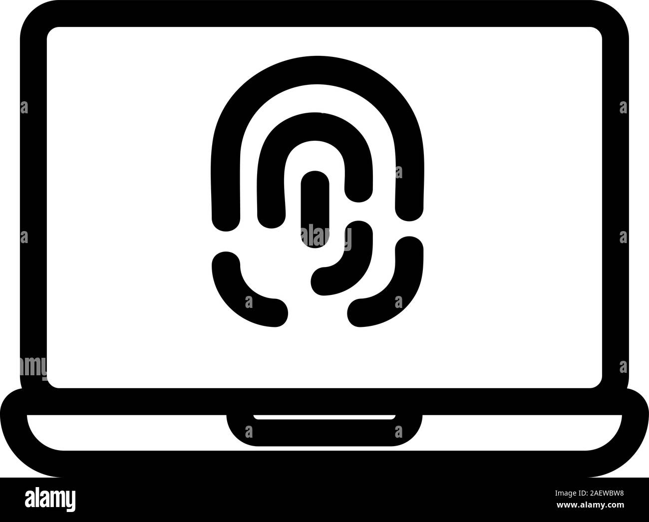 Laptop fingerprint icon vector. Isolated contour symbol illustration ...