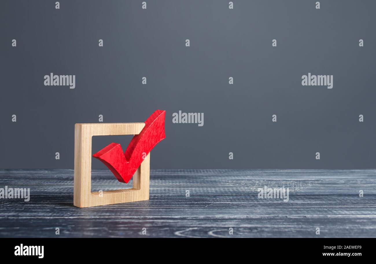 Red voting tick. Checkbox. Democratic elections, referendum. The right ...