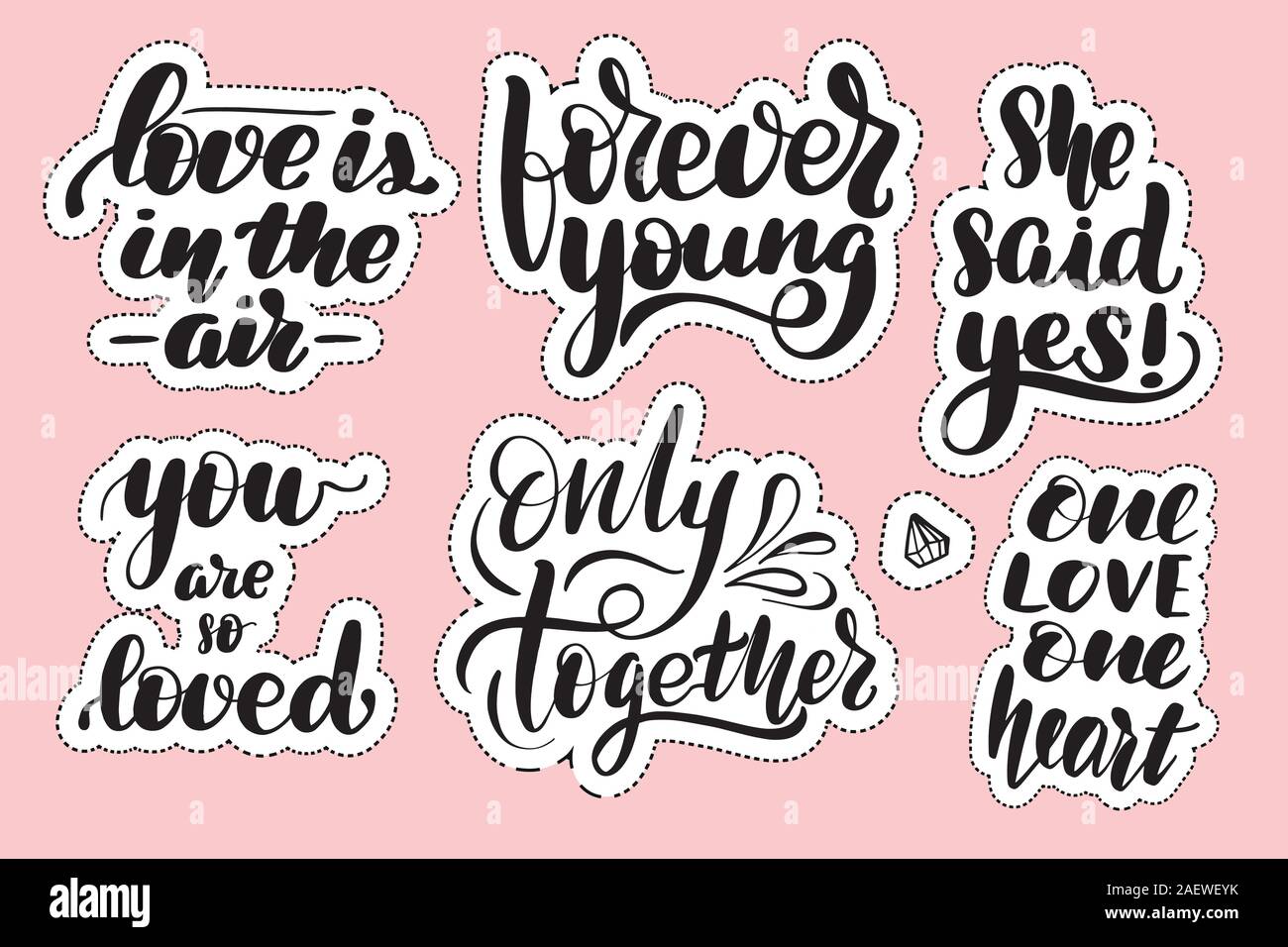 Stickers with hand drawn typography lettering inscriptions Stock Vector ...