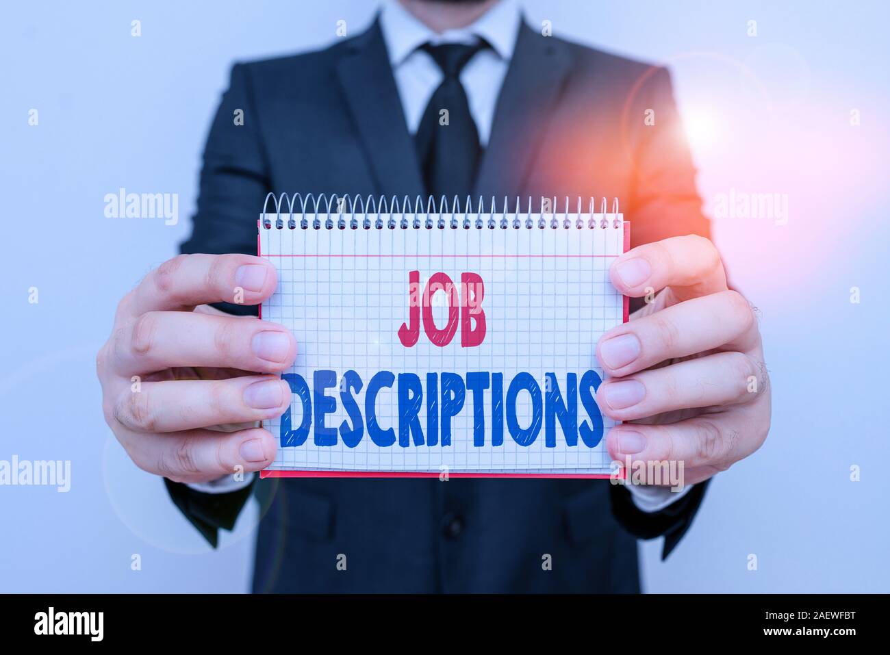 Writing note showing Job Descriptions. Business concept for a formal ...