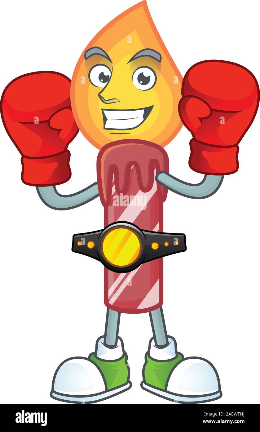 Funny Boxing red stripes candle cartoon character style Stock Vector ...
