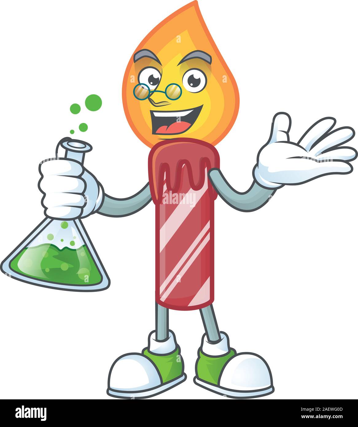 Smart Professor red stripes candle cartoon character holding glass tube ...