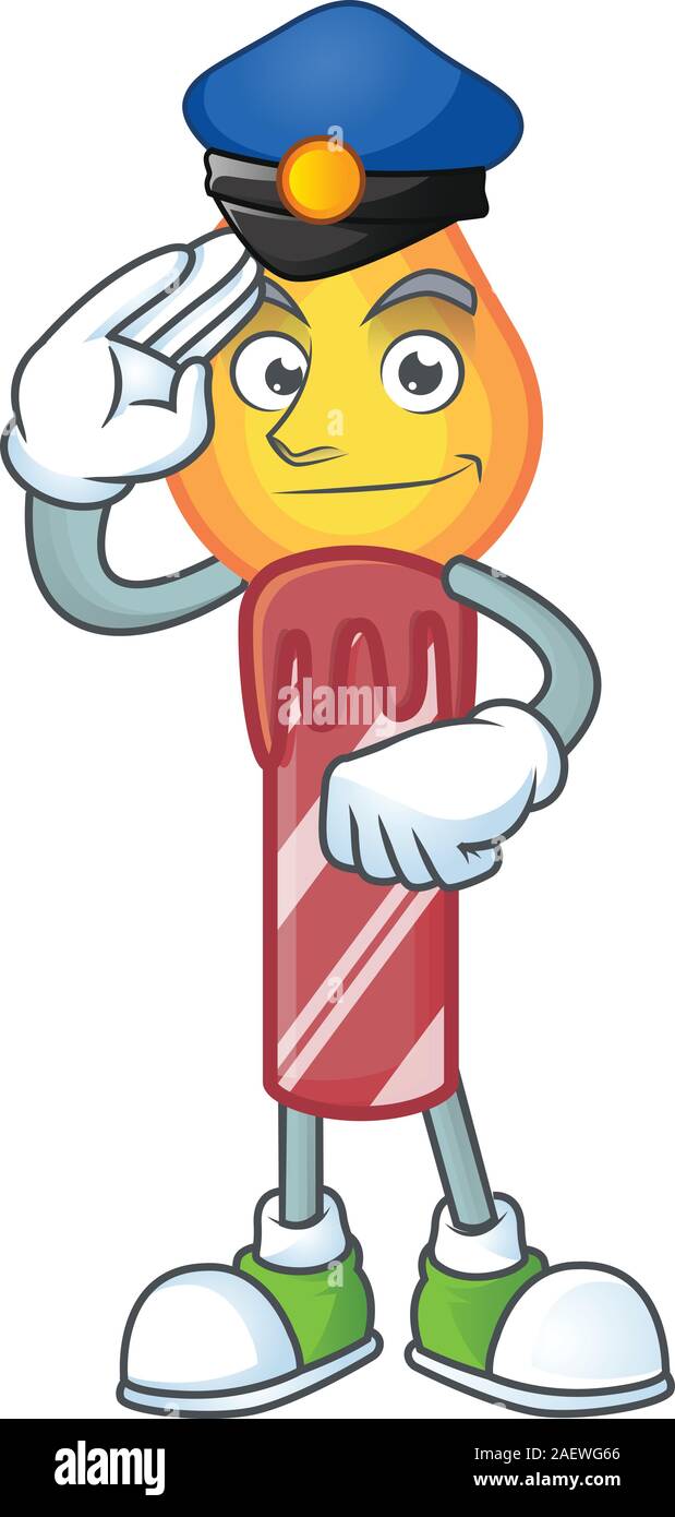 Red stripes candle Cartoon character dressed as a Police officer Stock ...