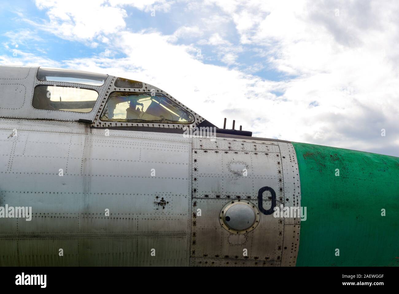 Old soviet bomber jet cabin broken glass cloudy Stock Photo - Alamy