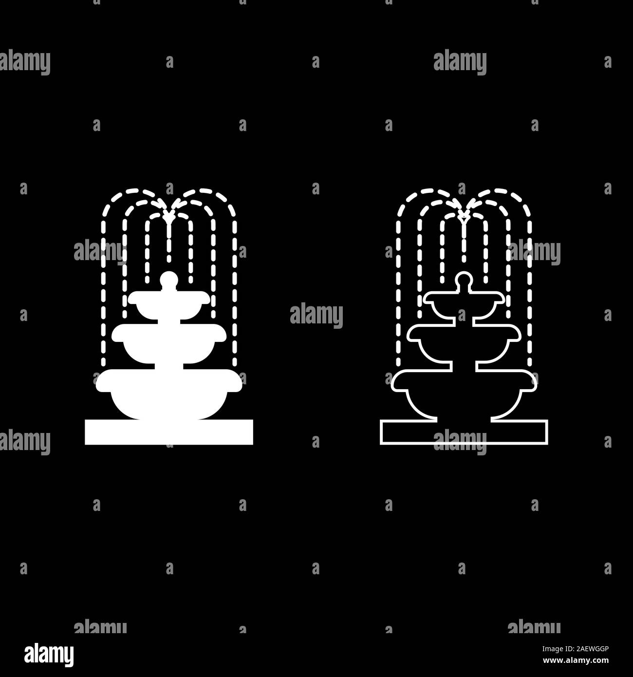 Fountain Tier of Water icon outline set white color vector illustration ...