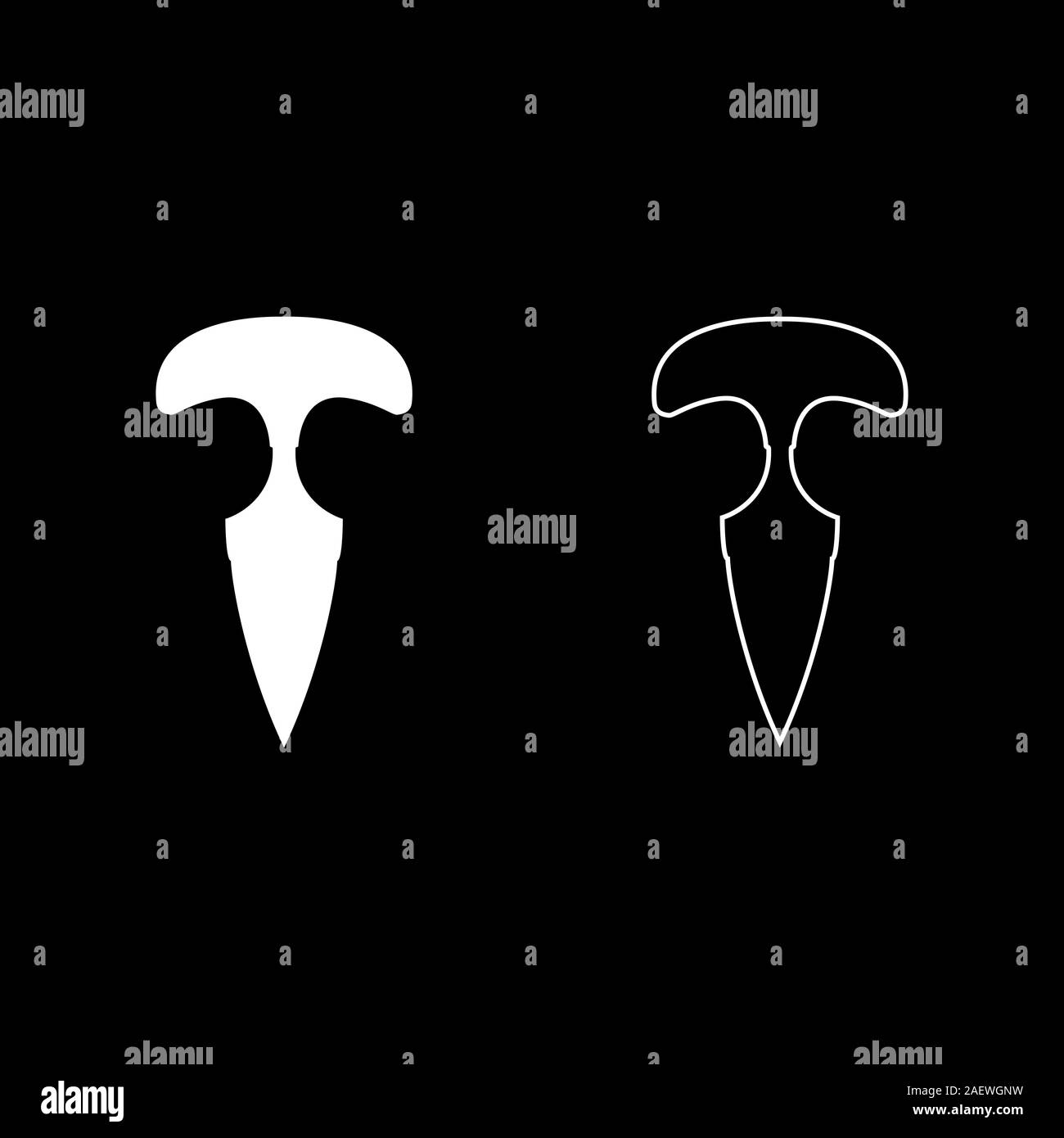 Knuckles knife icon outline set white color vector illustration flat ...