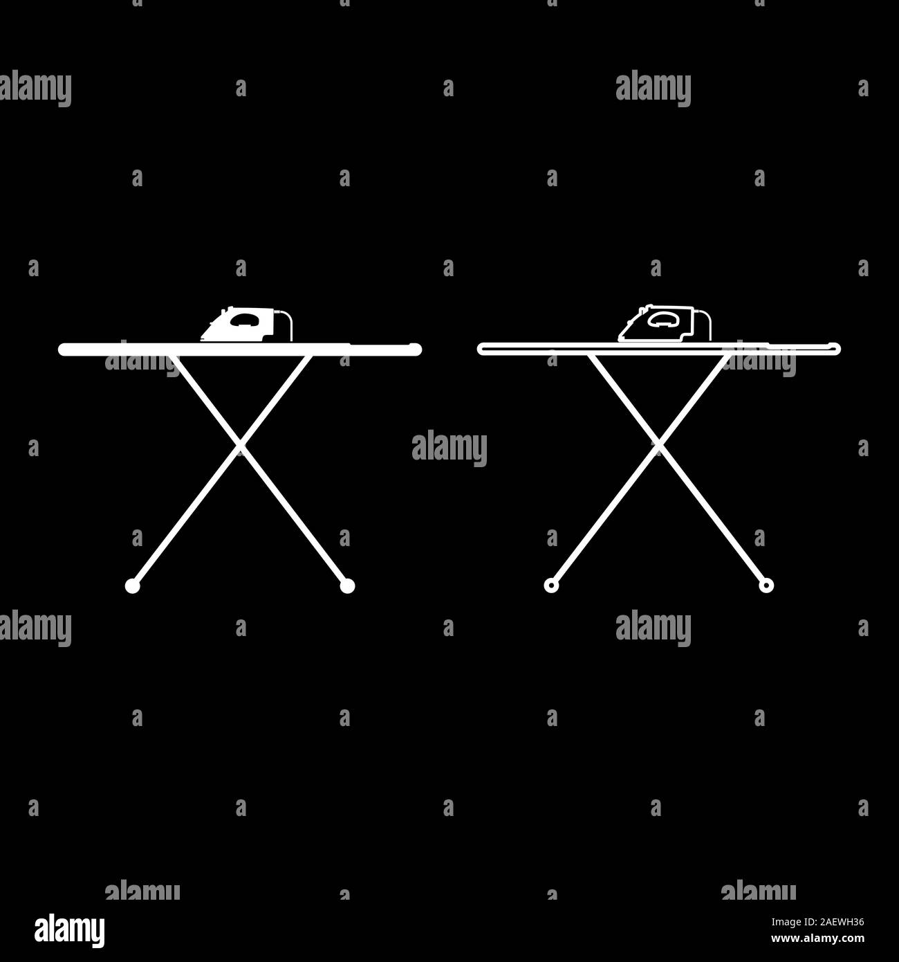 Ironing Board With Iron Icon Outline Set White Color Vector