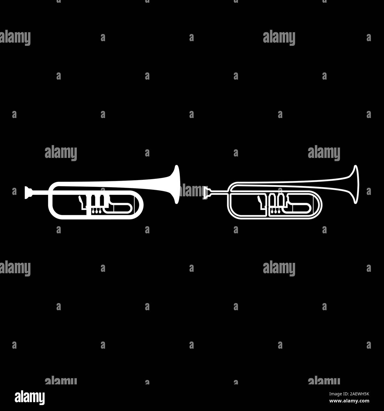Trumpet Clarion music instrument icon outline set white color vector ...