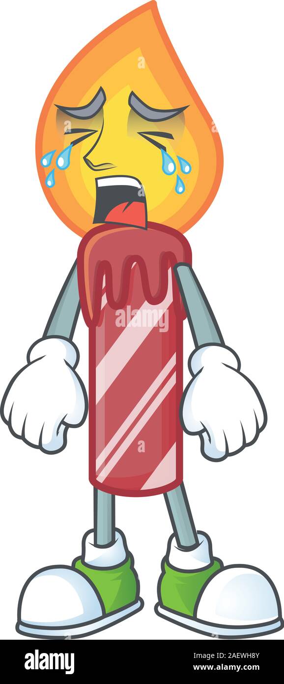 Sad Crying red stripes candle cartoon character design style Stock ...