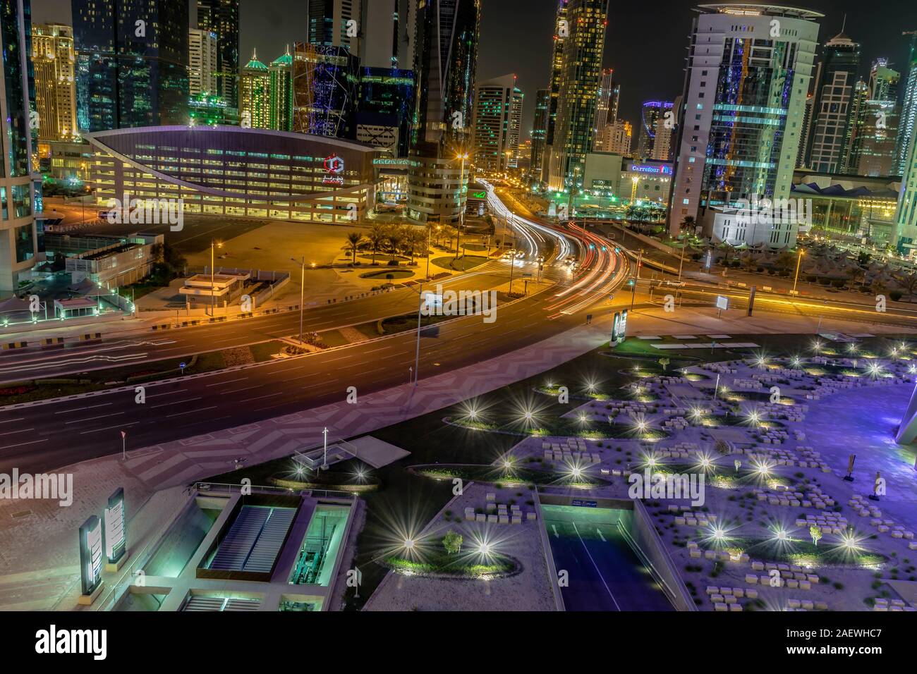 Doha Skyline in Night Stock Photo - Alamy