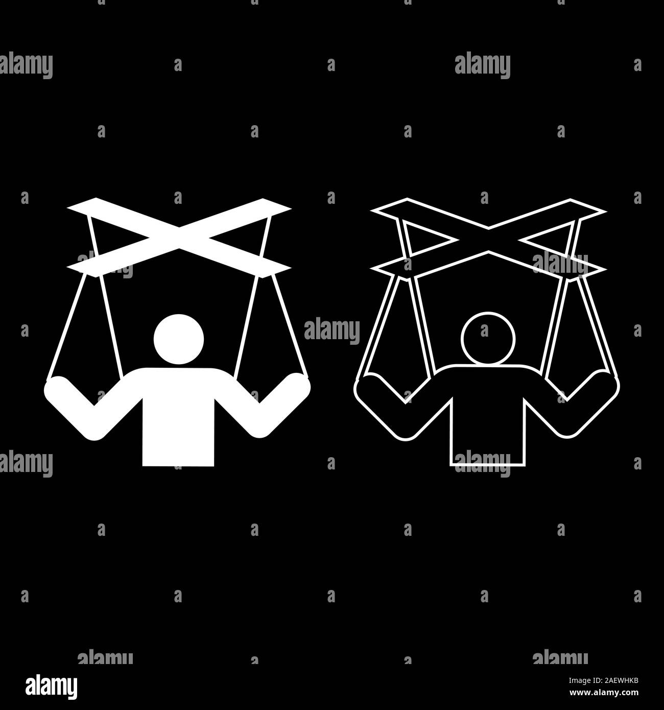 Human manipulation concept Puppet stick man manipulating on string ...