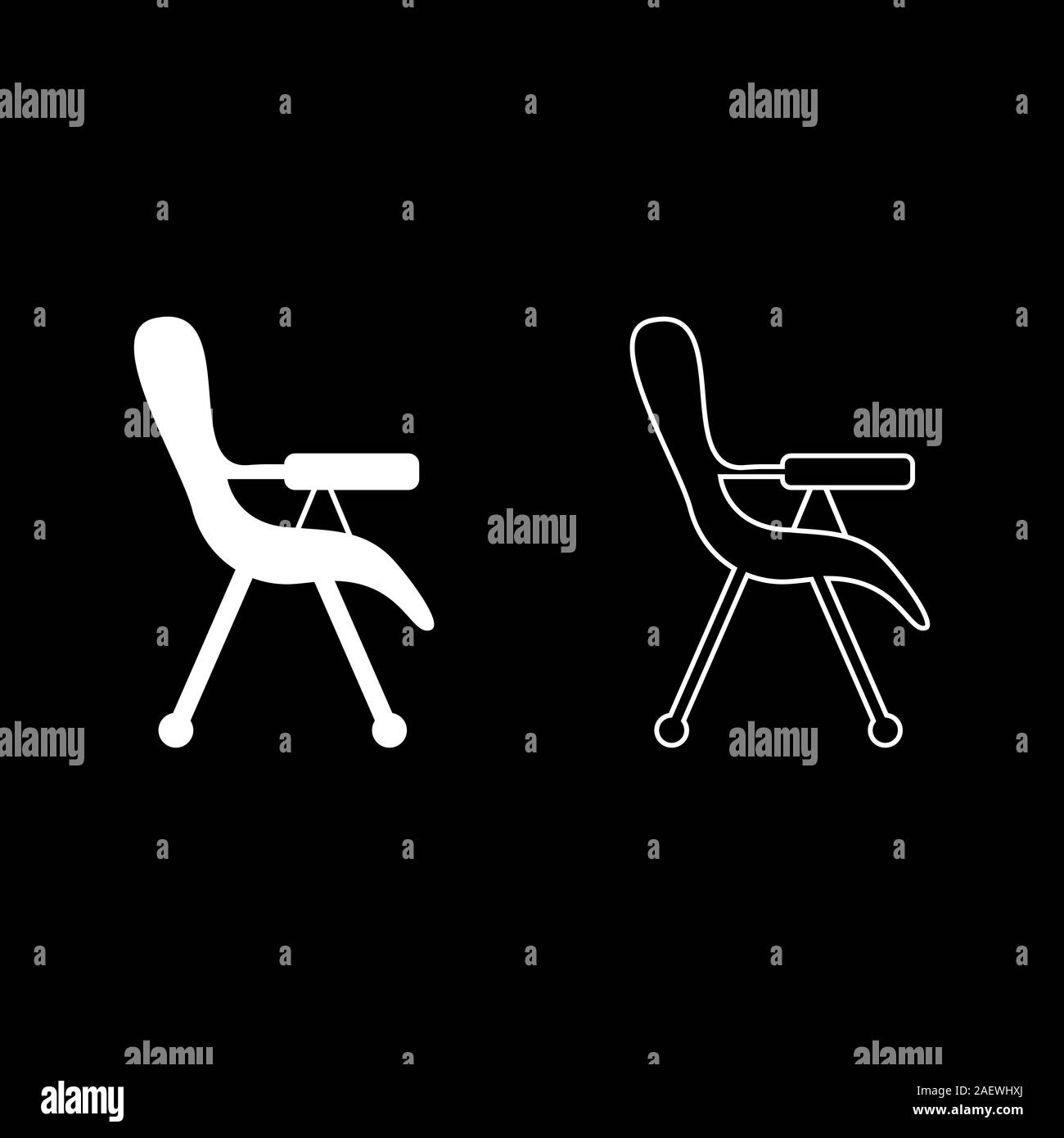 Feeding chair icon outline set white color vector illustration flat style simple image Stock ...