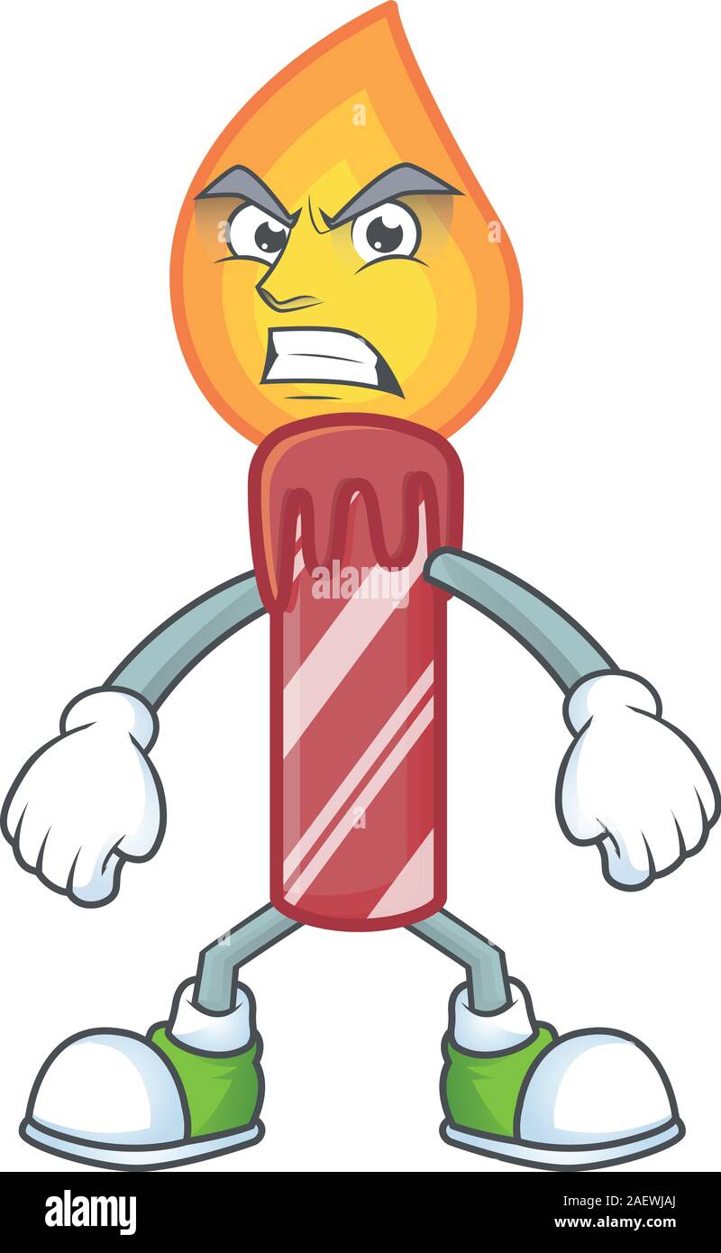 Red stripes candle cartoon character style with angry face Stock Vector ...