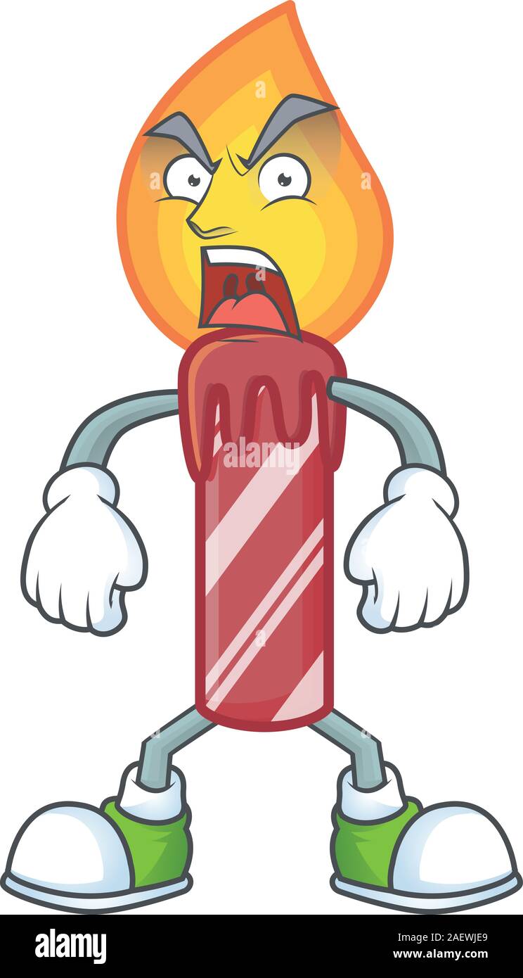 Mascot of angry red stripes candle cartoon character design Stock ...