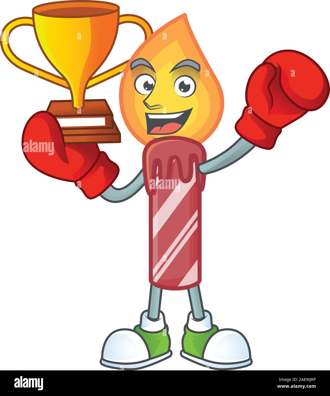 Super cool Boxing winner red stripes candle in mascot cartoon style ...