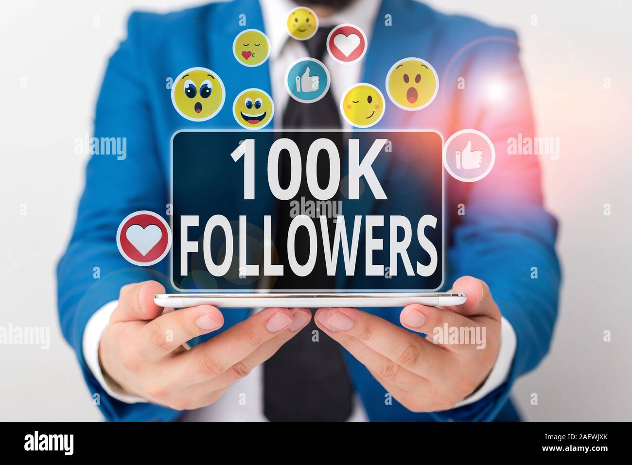 Writing note showing 100K Followers. Business concept for number of ...