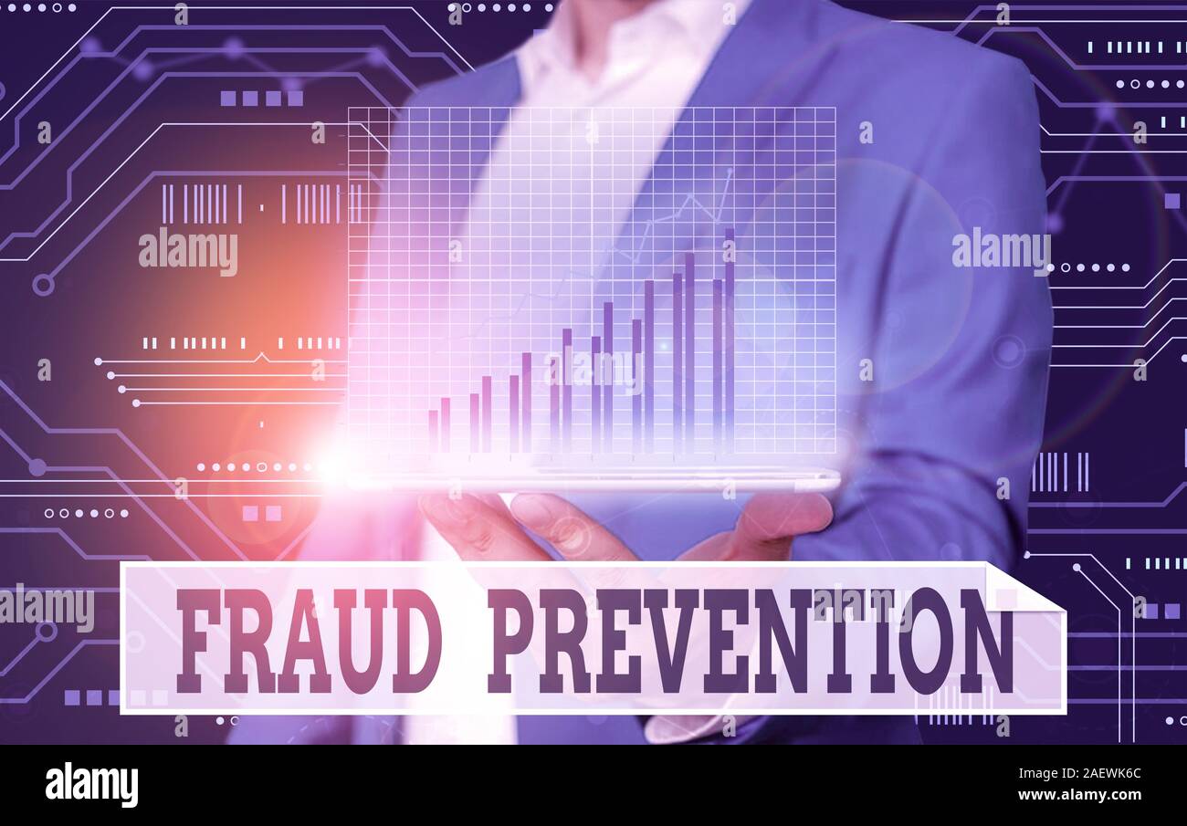 Conceptual hand writing showing Fraud Prevention. Concept meaning the ...