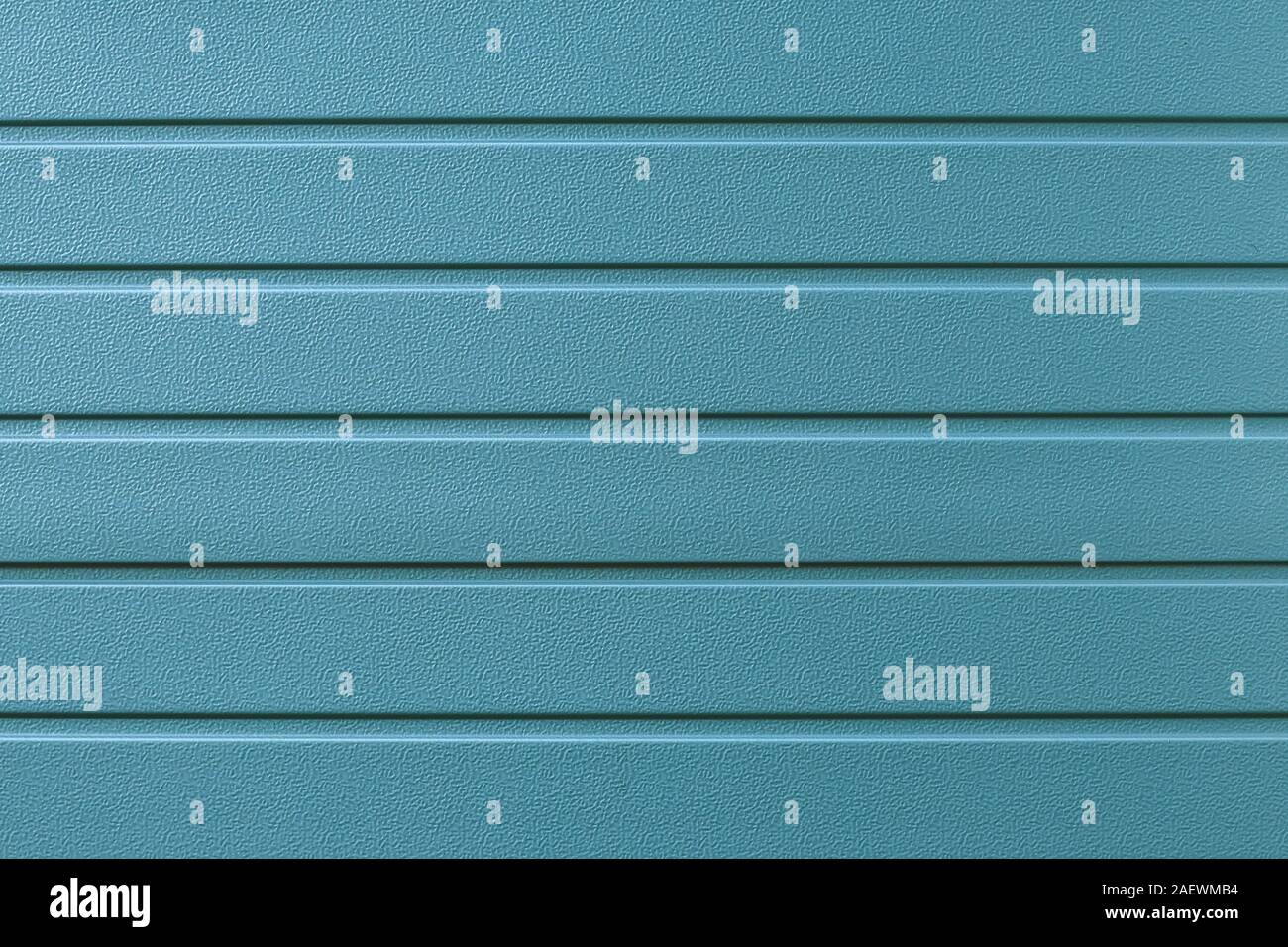 Turquoise metal striped surface. Metallic wall siding, cladding ...
