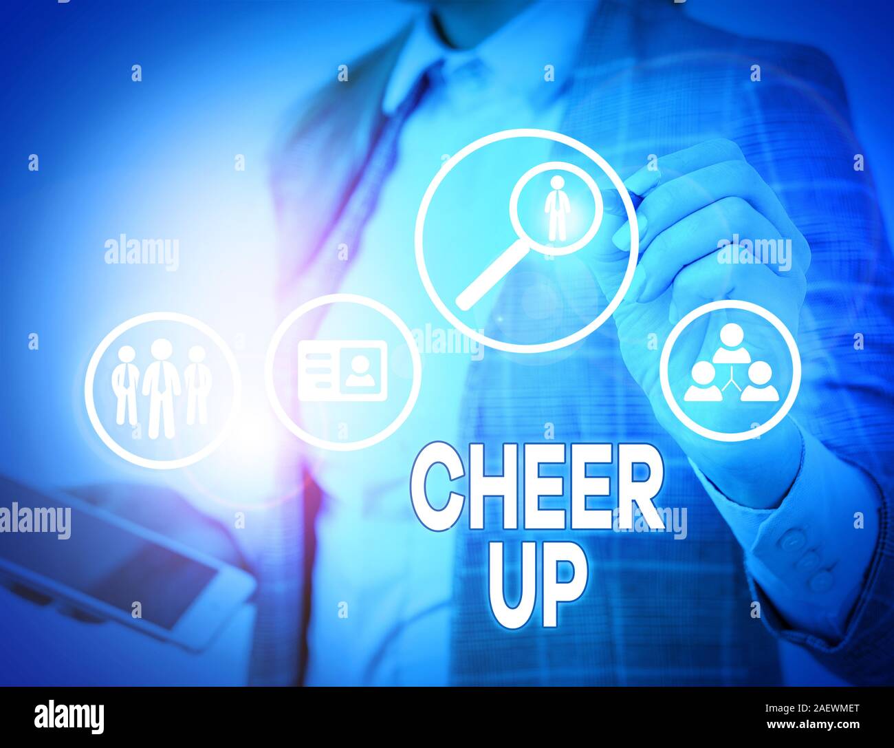 Conceptual hand writing showing Cheer Up. Concept meaning to live every ...