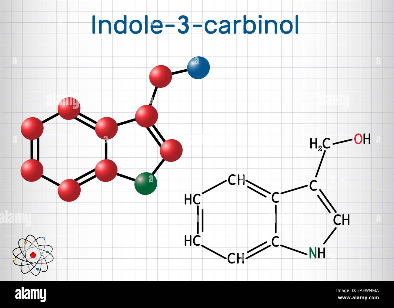 Indole-3-carbinol molecule, is found in cruciferous vegetables such as ...