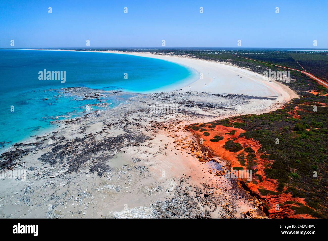 Aerial view of sandy beach from Gantheaume Point, Broome, West ...