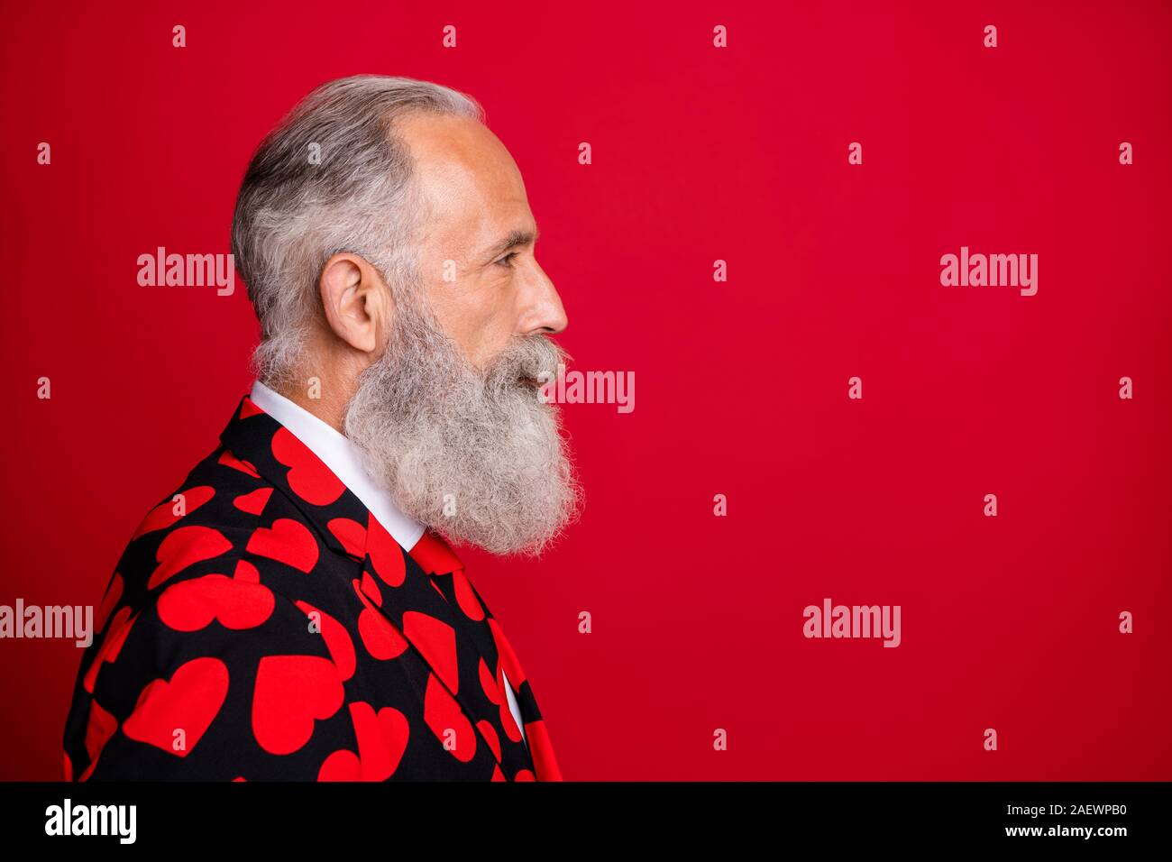 Closeup profile photo of cool aged attractive man amour character role ...