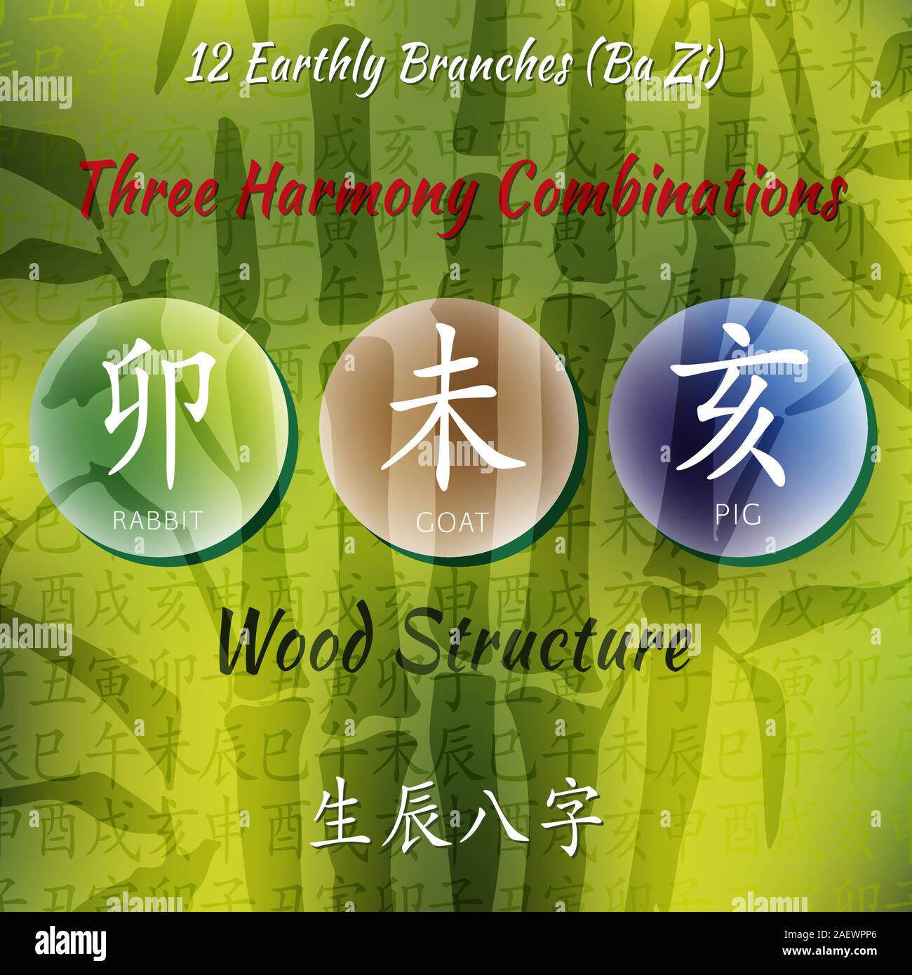 Chinese feng shui horoscope letters. Ba zi Combinations. Translation of ...