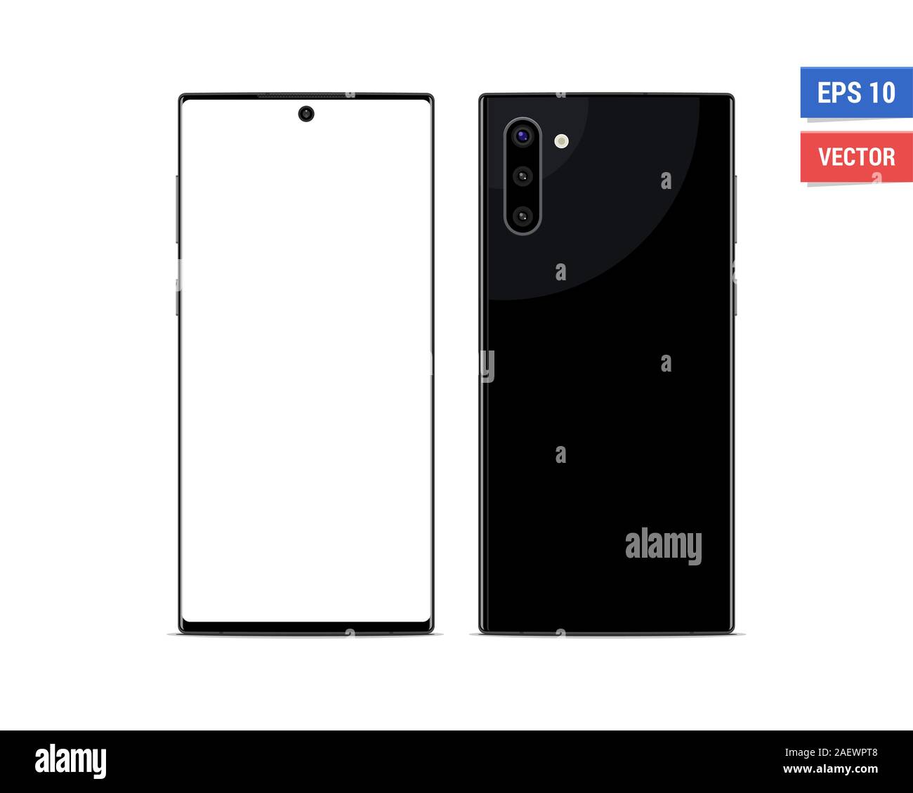Realistic vector flat mock-up Samsung Galaxy Note 10 with blank screen ...