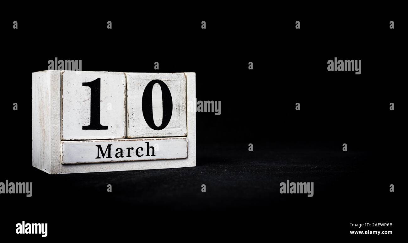 March 10th, Tenth of March, Day 10 of month March - white calendar ...