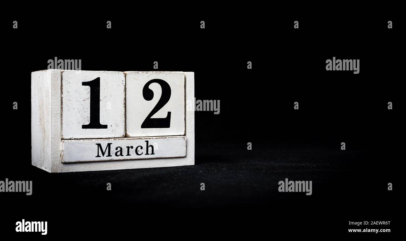 March 12th, Twelfth of March, Day 12 of month March - white calendar ...