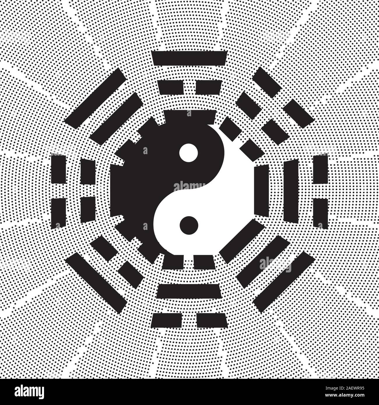 Tai chi and bagua symbol. 8trigrams and yin yang symbol of feng shui ...