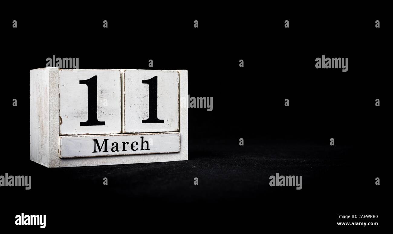March 11th, Eleventh of March, Day 11 of month March - white calendar ...