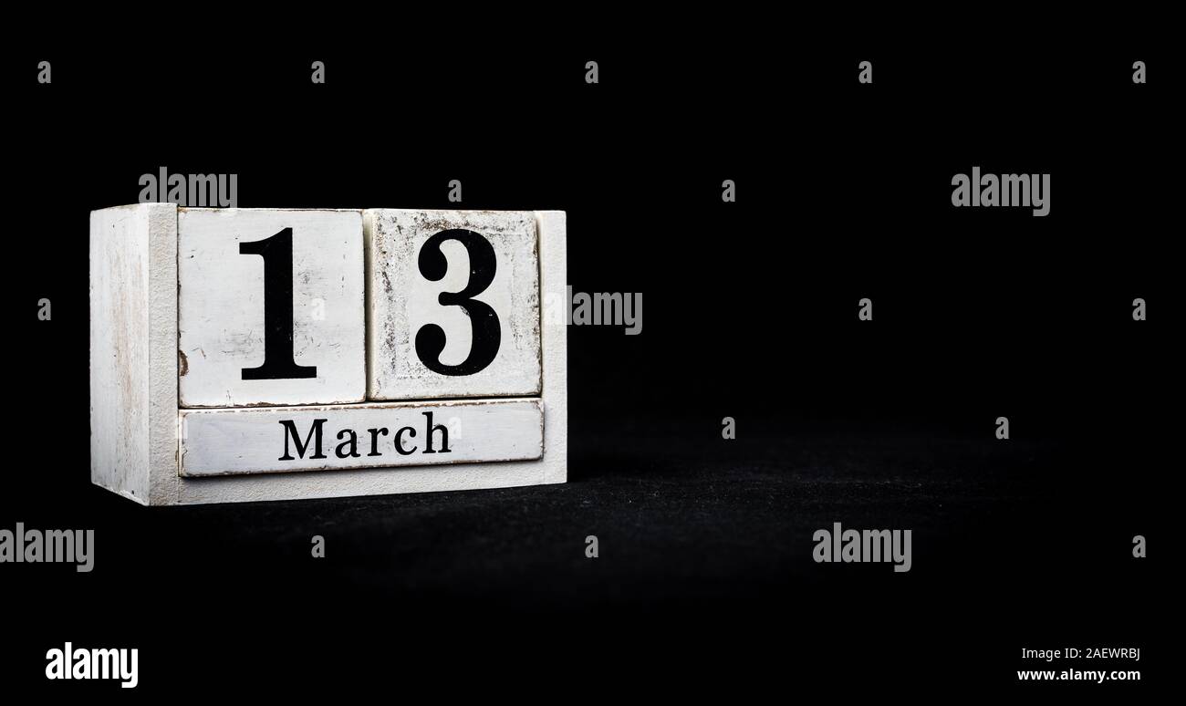 March 13th, Thirteenth of March, Day 13 of month March - white calendar ...