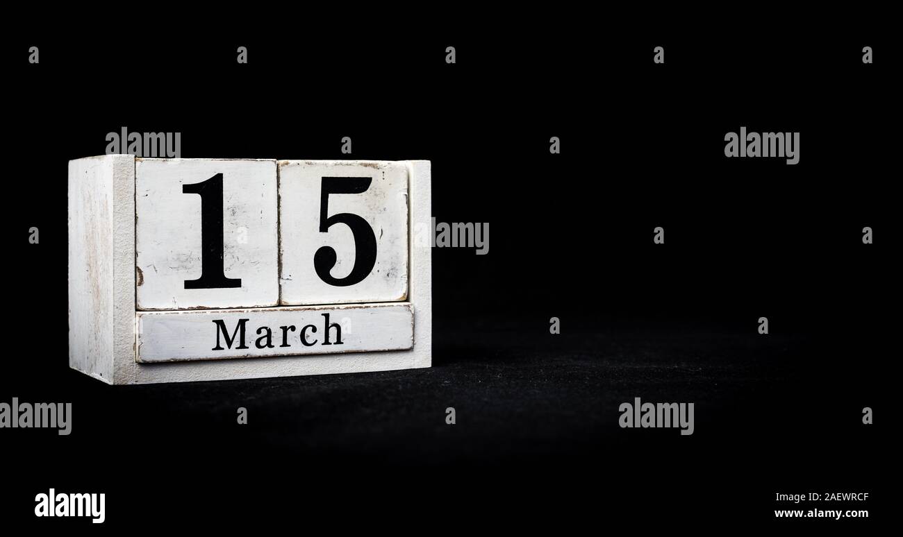 March 15th, Fifteenth of March, Day 15 of month March - white calendar ...