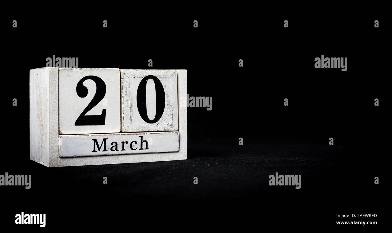 March 20th, Twentieth of March, Day 20 of month March - white calendar ...