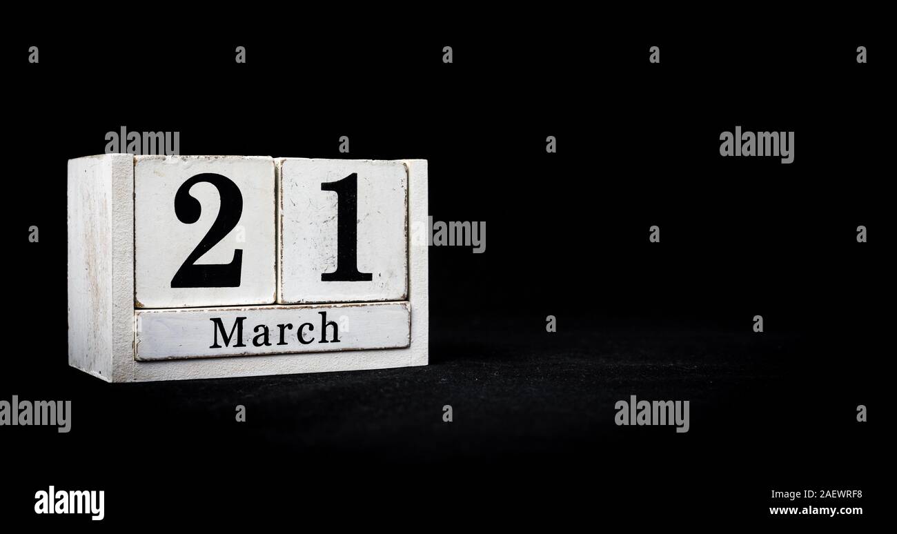March 21st, Twenty-first of March, Day 21 of month March - white ...