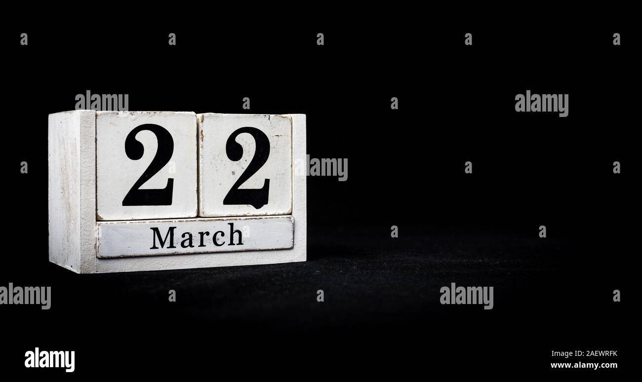 March 22nd, Twenty-second of March, Day 22 of month March - white ...