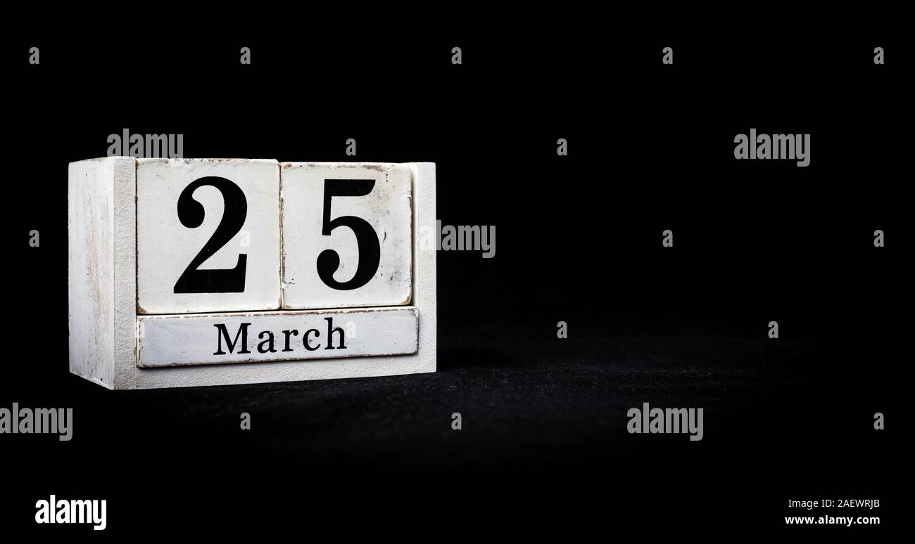March 25th, Twenty-fifth of March, Day 25 of month March - white ...