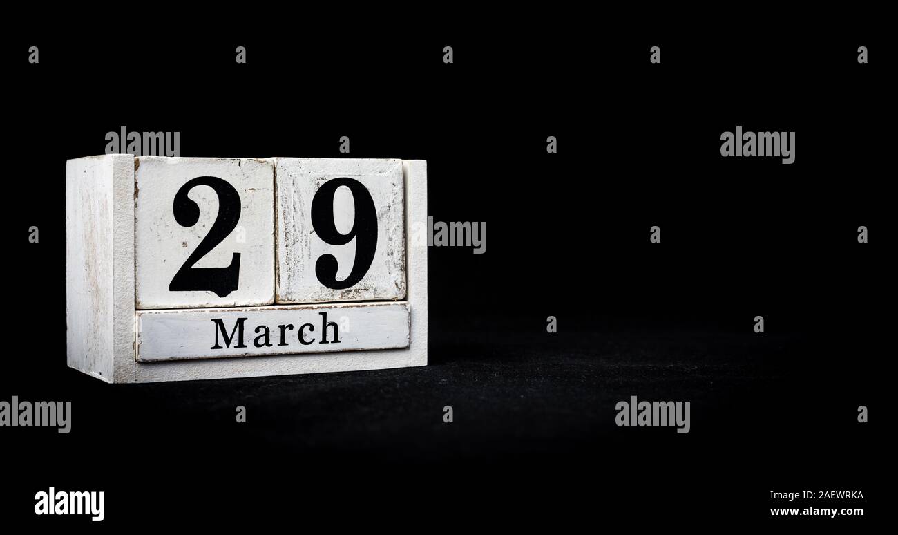 March 29th, Twenty-ninth of March, Day 29 of month March - white ...