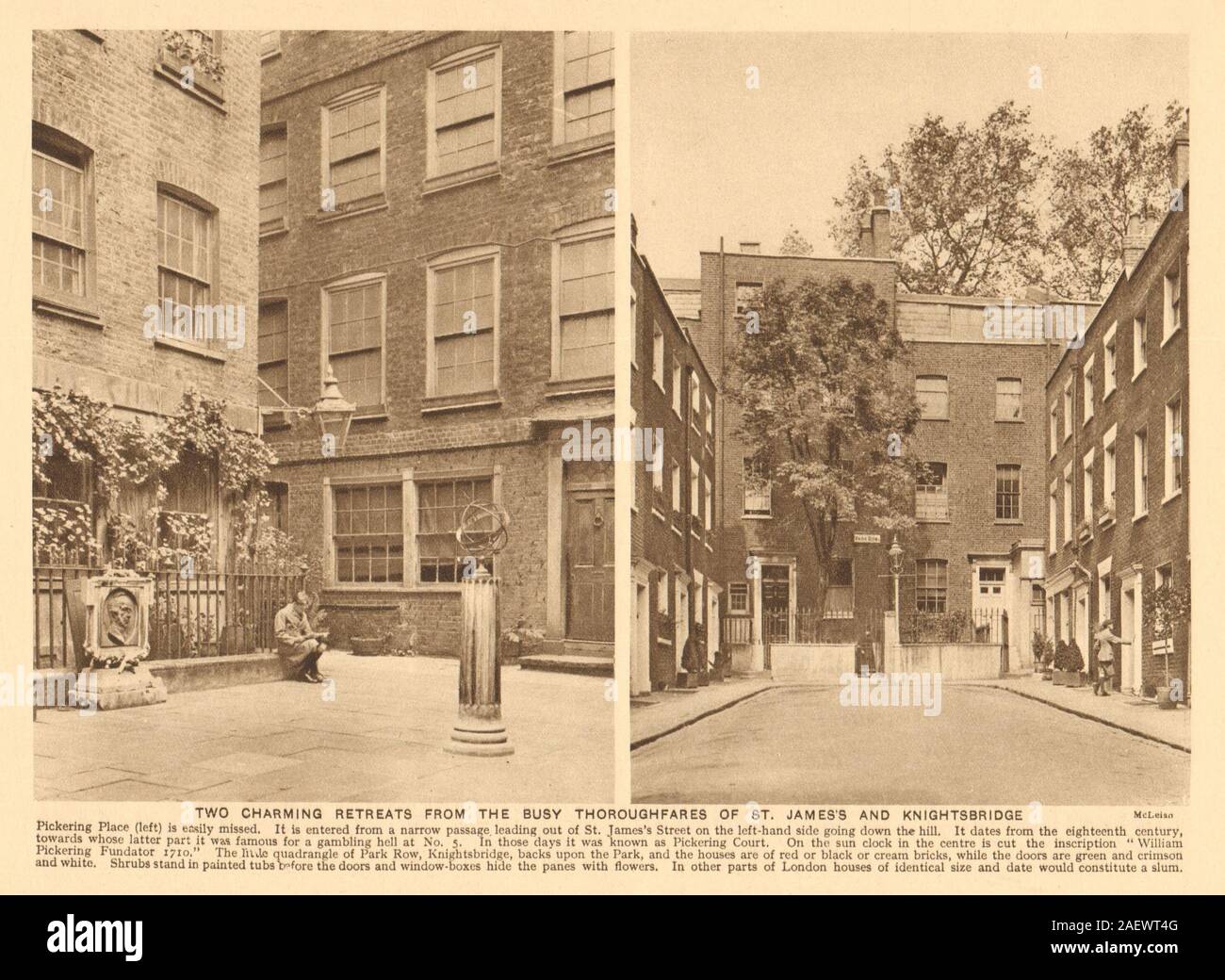 Pickering Place, St. James's and Park Row, Knightsbridge 1926 old print ...