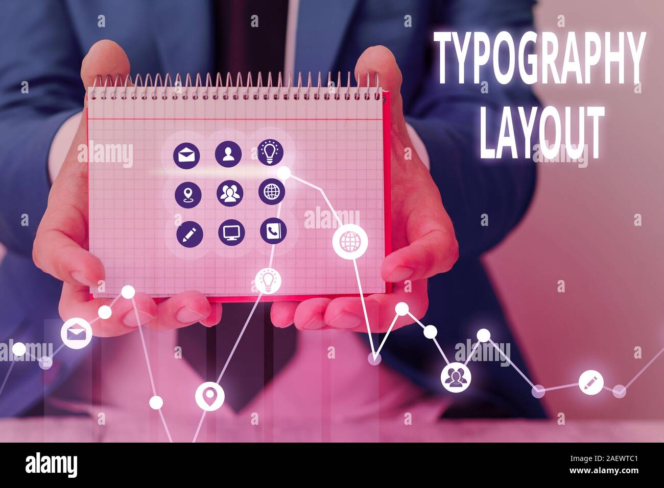 Writing note showing Typography Layout. Business concept for theory and ...