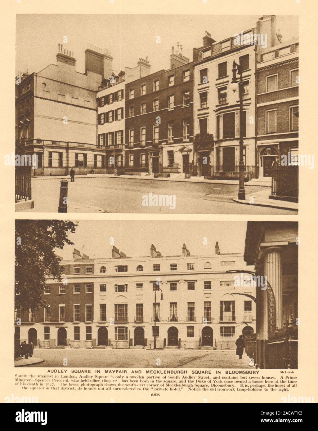 Audley Square in Mayfair and Mecklenburgh Square in Bloomsbury 1926 old ...