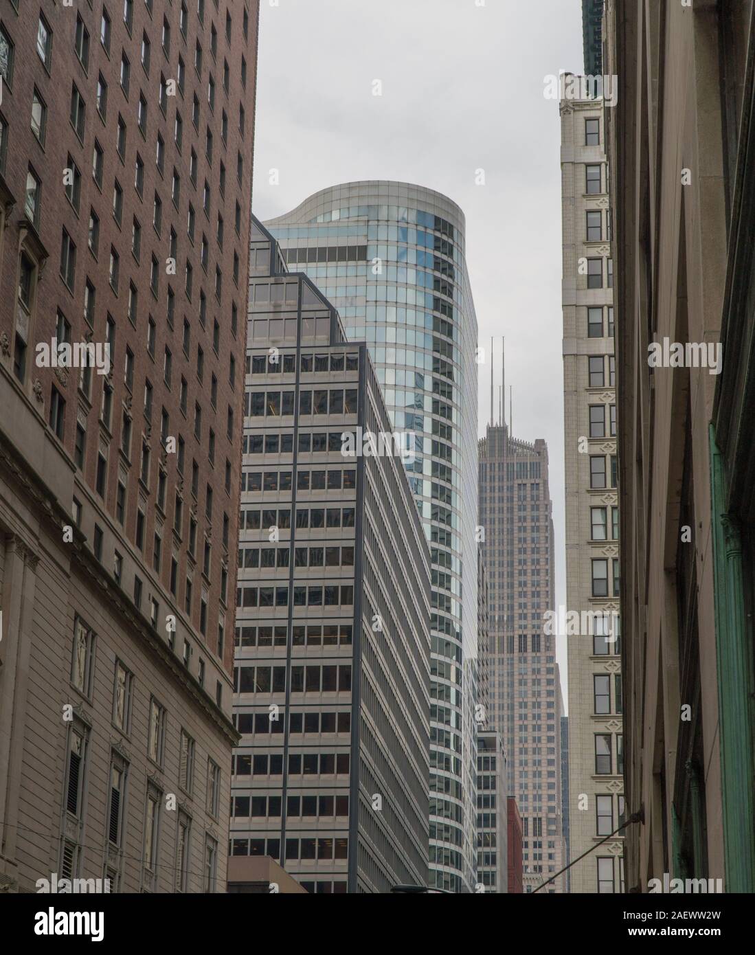 Straight up vertical view of generic apartment buildings during day ...